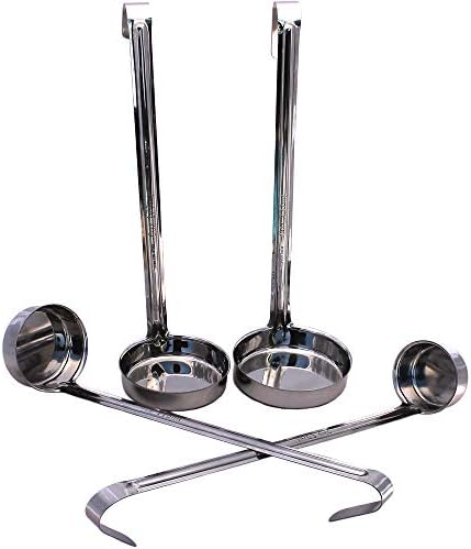 Set of 4 Stainless Steel Flat bottom Ladles, Portion Control Ladles in ...