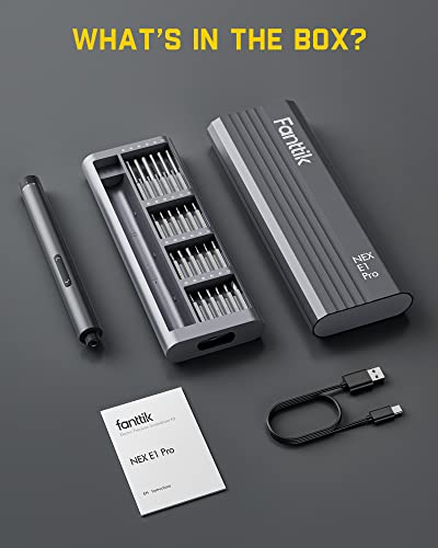 Fanttik E1 Pro 3.7V Mini Electric Screwdriver, Precision Screwdriver Set with 24 Magnetic Bits ...