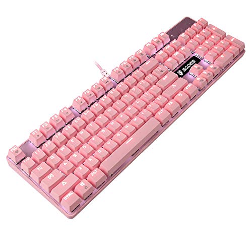 Pink Mechanical Gaming Keyboard, SADES Blue Switch 104 Keys White ...