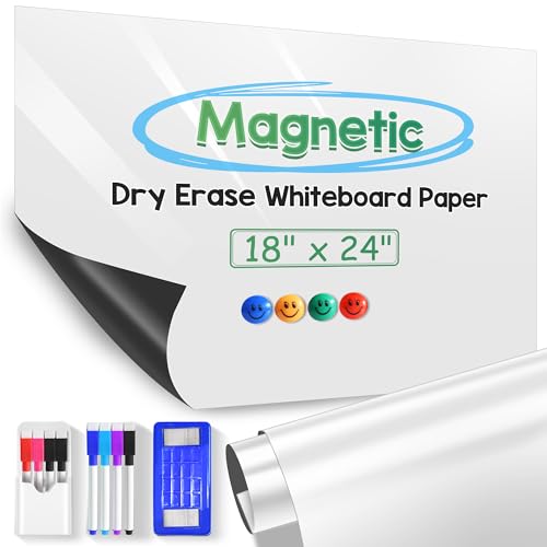 Xpener Magnetic Dry Erase Whiteboard Paper, 18" x 24" Self Adhesive ...