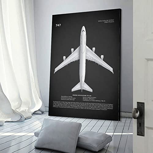 Boeing 747 Wall Poster Boeing 747 Vintage Aviation Blueprint Art