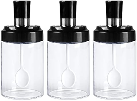 سعر Linwnil Kitchen Glass Spice Jars Seasonning Box Set of 3, Condiment ...