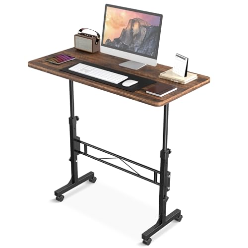 Small Standing Desk Adjustable Height, Mobile Stand Up Desk with Wheels ...