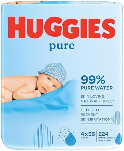 Huggies Pure, Baby Wipes, 4 Packs (224 Wipes Total) - Natural Wet Wipes ...