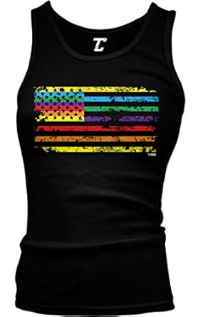 Amazon.com: Rainbow American Flag - Gay Pride LGBTQ Juniors Tank Top ...