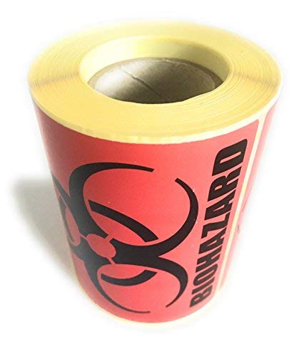 4” x 4” Biohazard Stickers Sign, Roll of 250 Biohazard Warning Labels ...