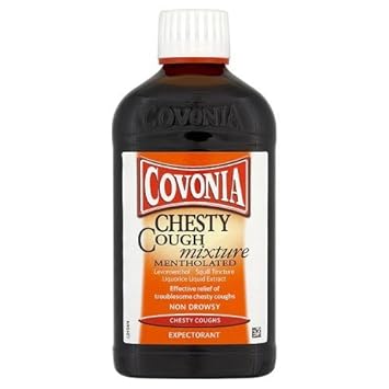 Covonia Chesty Cough Mixture Syrup Mentholated, Sore Throat Relief, Non ...
