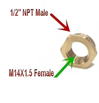 1/2" NPT Male x M14X1.5 M14 x 1.5 Female Pipe Fitting Connector Metric ...