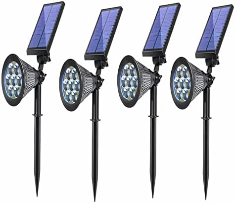 HAMIQI Solar Spot Lights Outdoor Colored Adjustable 7 LED Waterproof ...