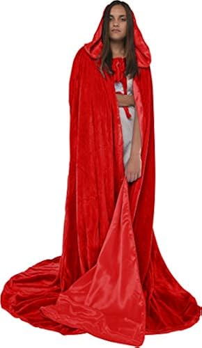 Artemisia Designs Red Cloak with Hood for Adult Men Women Velvet Hooded ...
