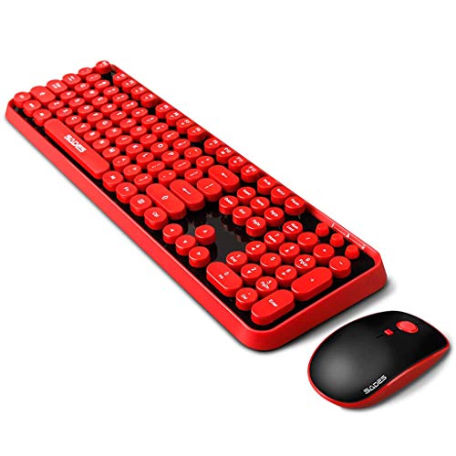 Wireless Keyboard Mouse Set Retro Punk Round Key Desktop Laptop ...