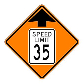 MUTCD W3-5 Orange Reduced Speed Limit 35 Sign, 3M Reflective Sheeting ...