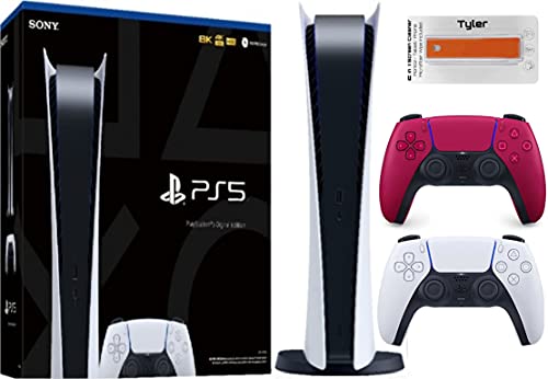 PS5 Playstation 5 Digital Edition Console W/Extra Cosmic Red Dualsense ...