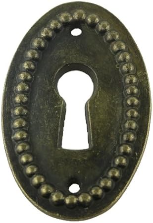 Vertical Oval Beaded Antiqued Brass Keyhole Cover Antique Cabinet ...
