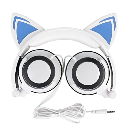 Cat Headphones,OUTOS Rechargeable Cute Cat Ear Headphones with LED ...