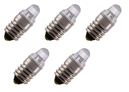 Miniature LED Flashlight Bulbs, 3 Volt Mini Lamps, Cool White, E10 ...