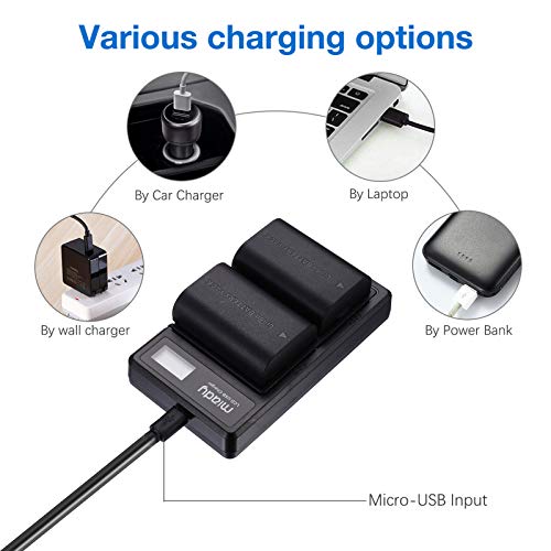 Miady LP-E6 LP-E6N Rechargeable Battery Charger Set, 2-Pack 2350mAh Camera Batteries and USB ...