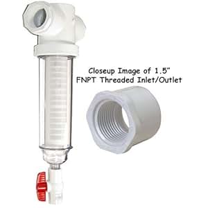Amazon.com: Rusco Vu-Flow 1.5 Inch PVC Threaded Inlet/Outlet 100 GPM ...