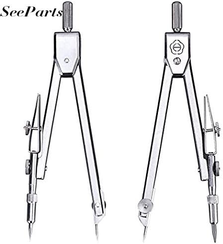 Drawing Compass, 2 Set Stainless Steel Drawing Compass Math Geometry ...