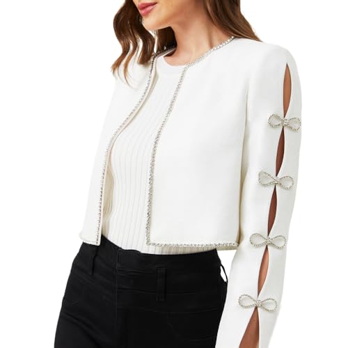 Women's Luxury Jackets Structured Dressy Jackets Crystals Short Cape ...