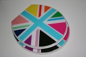 FUNKY MULTI COLOURED COLOURFUL UNION JACK FLAG RESIN TOILET SEAT with ...