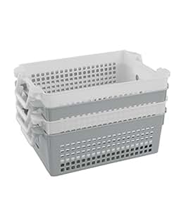 Amazon.com: Doryh Stackable Plastic Storage Baskets/Bins Organizer with ...