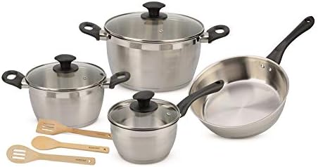 Homeway Cookware Set, 10 Pcs, Mixed, Silver price in Saudi Arabia ...