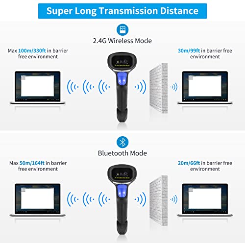 NetumScan Bluetooth Barcode Scanner with Stand, 3 in 1 Wireless 1D 2D ...