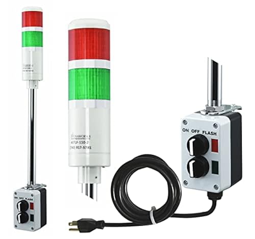 Andon Tower Light 2-Stack LED - Red/Green, ON/OFF Switches, 16ft Cord ...