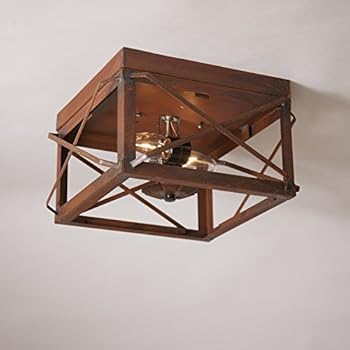 PRIMITIVE ROUND CEILING LIGHT WITH CHISEL PUNCHED TIN DESIGN/COUNTRY ...