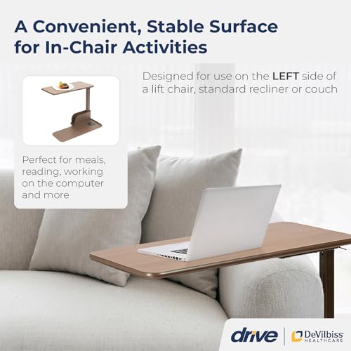 Drive Medical 13085LN Left Side Seat Lift Chair Overbed Table, Walnut ...