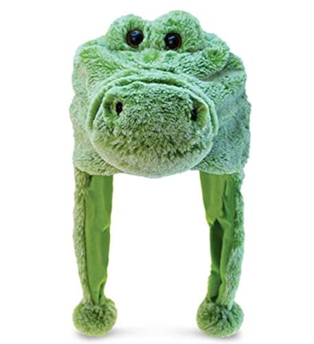 DolliBu Green Alligator Plush Hat - Super Soft Warm Hat With Ear Flaps ...