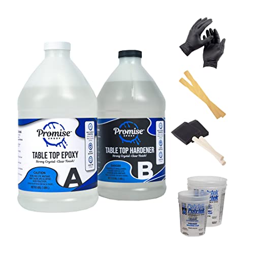 Promise Epoxy - Crystal Clear Table Top Epoxy Resin (1-Gallon Kit) | 2 ...