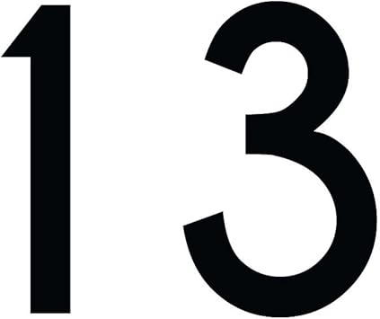 Zahlenaufkleber Nummer 13, schwarz, 10cm (100mm) hoch, Aufkleber mit ...