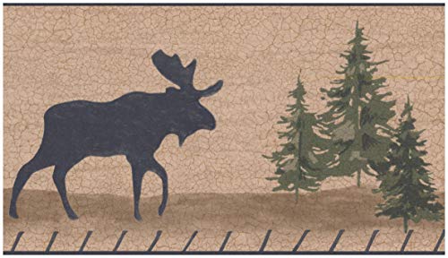 Buy Wallpaper Border - Moose Bear Cracked Light Brown Wall Border Retro ...