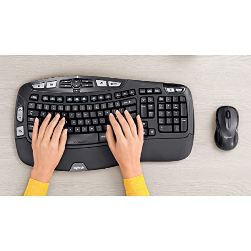 Logitech Mk550 Comfort Wave Wireless Keyboard And Mouse Combo Travel Home Office Modern Bundle