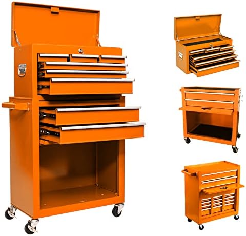 8-Drawer Rolling Tool Chest, Big Tool Box with 4 Wheels, Detachable ...