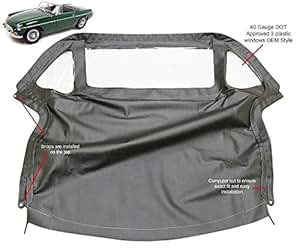 Amazon.com: AutoBerry MGB Convertible Top with Zipper 3 Plastic Windows ...