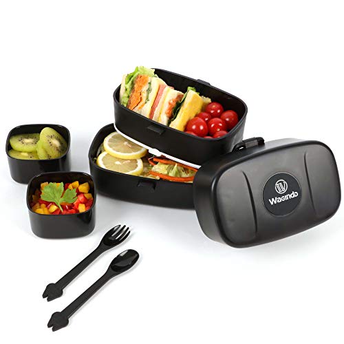Wagindd Bento Box - Leak-Proof Stacking Lunch Boxes with 4 Compartments ...