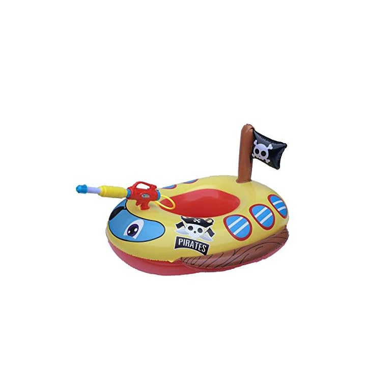 Big Summer Inflatable Pirate Boat Pool Float for Kids with Built-in ...