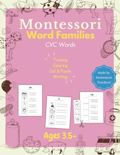 Montessori Language Workbook Word Families: CVC Words, Phonics, Reading ...