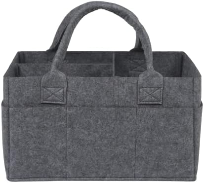 Sammy & Lou Collapsible Medium Gray Felt Storage Caddy, Divided Design ...