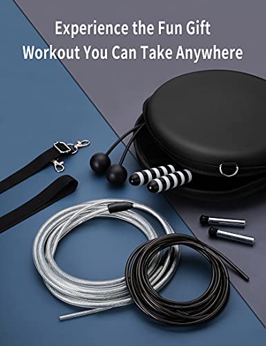 Weighted Jump Rope Set - 3 Workout Modes Fast Switchable, Adjustable ...