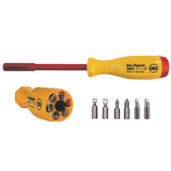 Wiha 38007 Multi-Bit Screwdriver, Slotted, Phillips and Square Drivers ...
