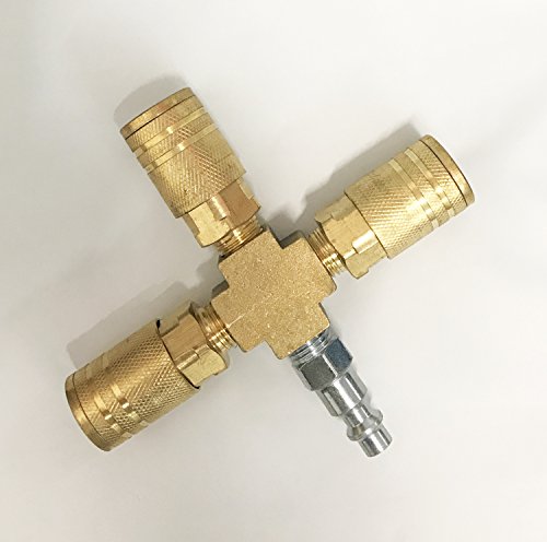 WennoW 3 Way Air Hose Manifold Quick Coupler Connector Brass Fitting ...