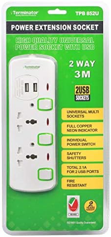 Terminator Two Way 3 Meter 2 USB ESMA Approved Universal Power ...