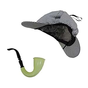 Amazon.com : Adult Sherlock Holmes Detective Sleuth Hat With Pipe ...