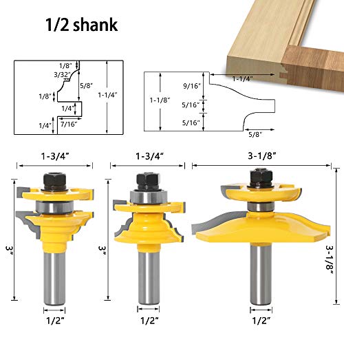 GAFeng Door Frame with Double-Side Raised Panel Cabinet Router Bit Sets ...