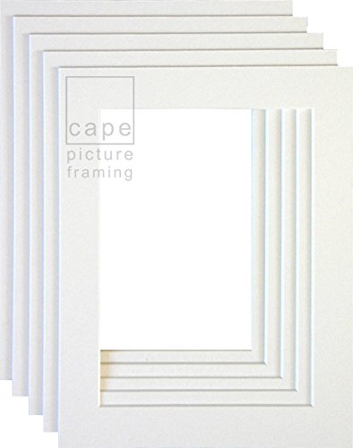 Pack of 5 Picture Mounts, 16 x 12 to fit A4 or 12x8, Bright White ...
