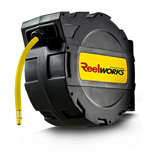 ReelWorks Air Hose Reel Retractable Auto Rewind 3/8" Inch x 50' Foot ...